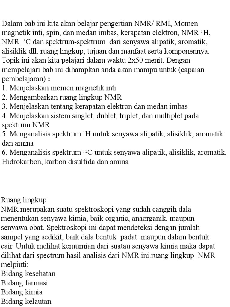 Bahan ajar NMR-Mukhlis | PDF