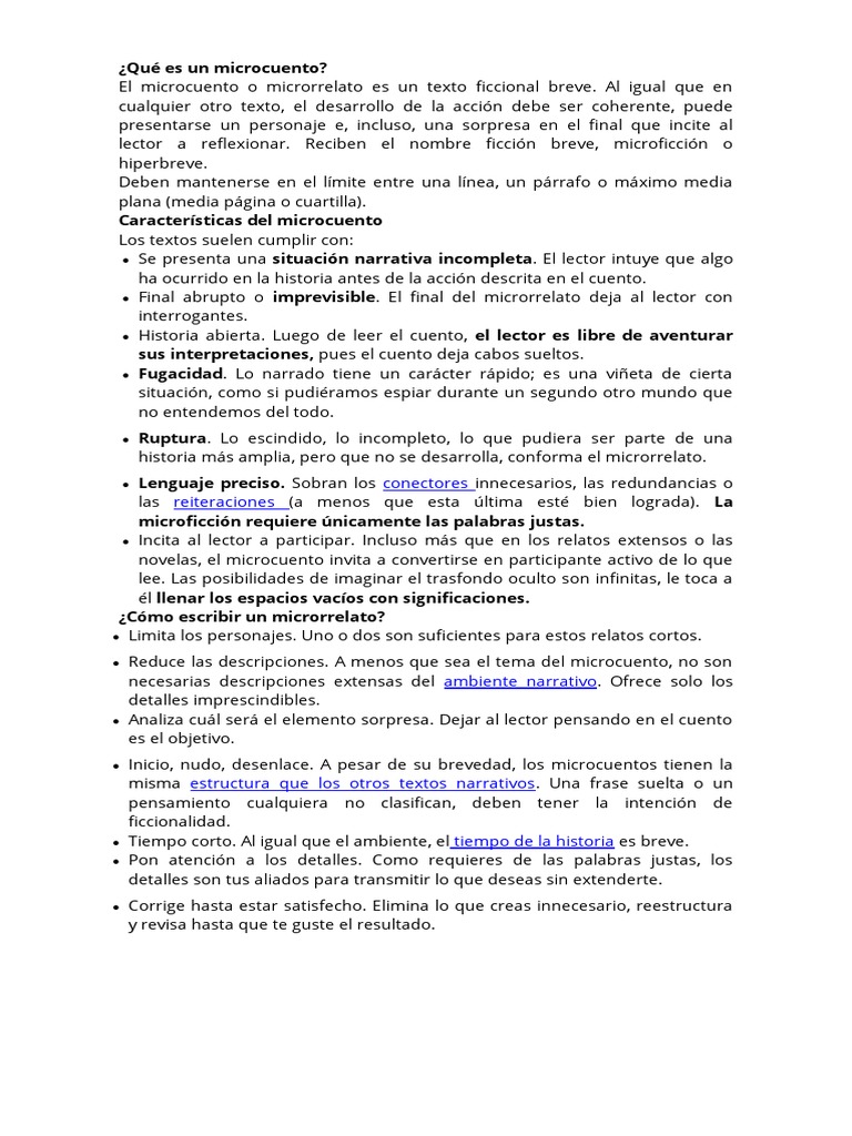 Qué Es Un Microcuento | PDF | Cuentos | Léxico