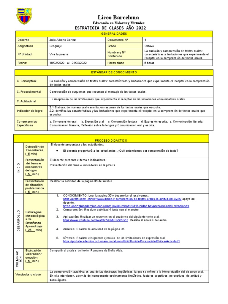 Estrategias de Lenguaje 8 U2 | PDF | Poesía | Evaluación