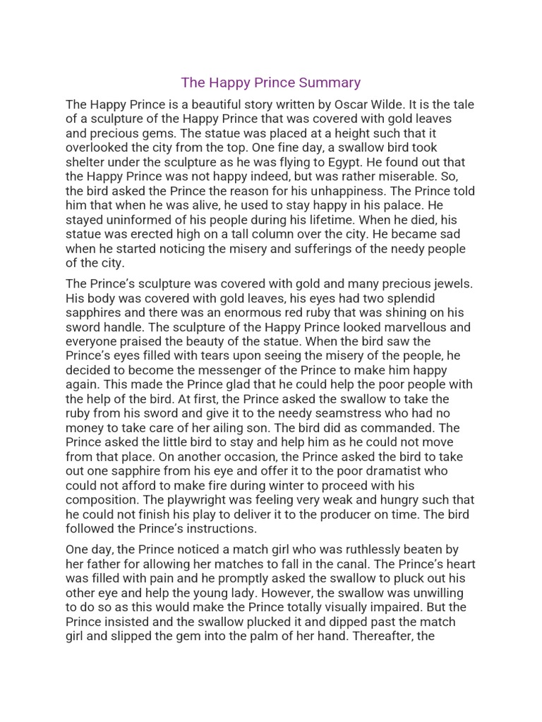 The Happy Prince | PDF | The Happy Prince And Other Tales