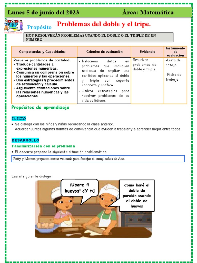 Sesión 03 Problemas de Doble y Triple de Un Numero | PDF