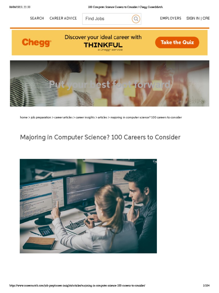 100 Computer Science Careers To Consider - Chegg CareerMatch | PDF | Computer Science | 3 D ...