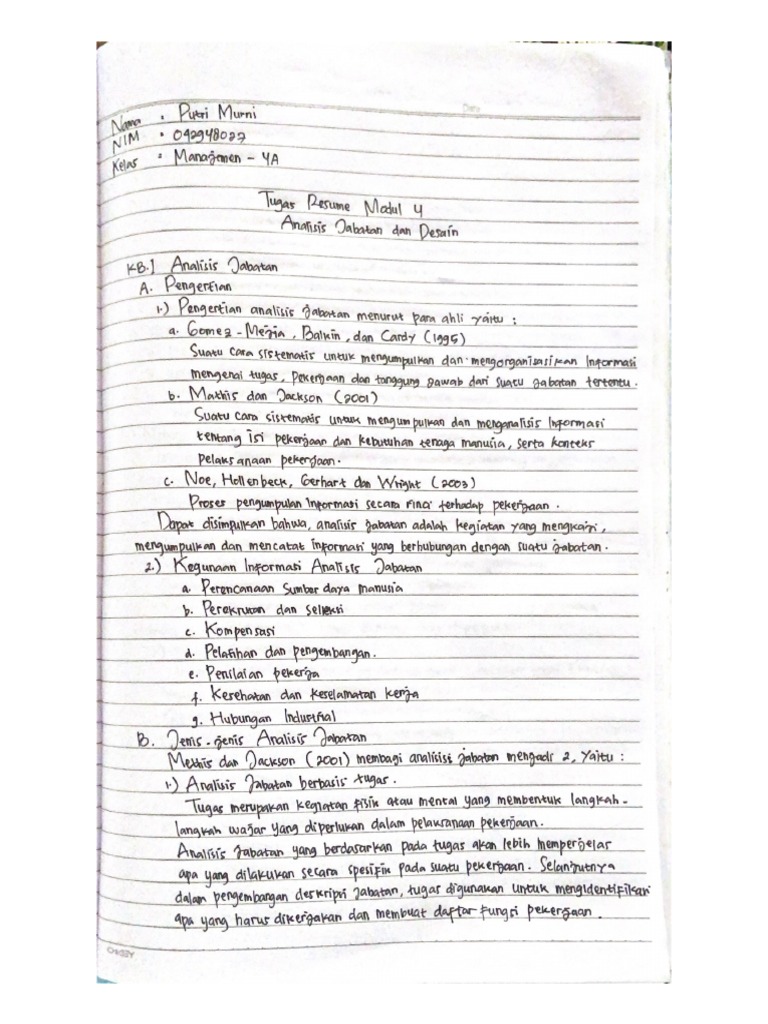 Putri Murni Tugas Resume Modul 4 MNJ SDM | PDF