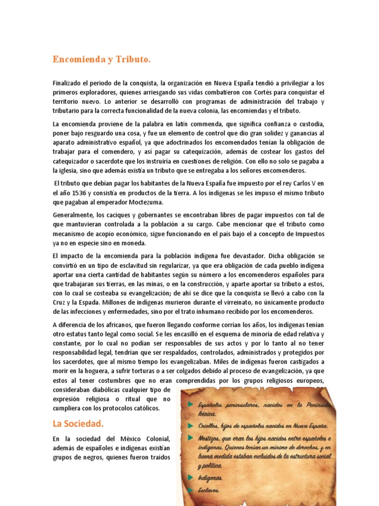 Encomienda y Tributo | PDF | Nueva españa | España