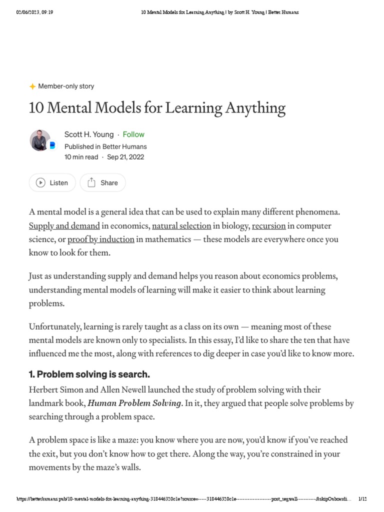 10 Mental Models For Learning Anything - by Scott H. Young - Better ...