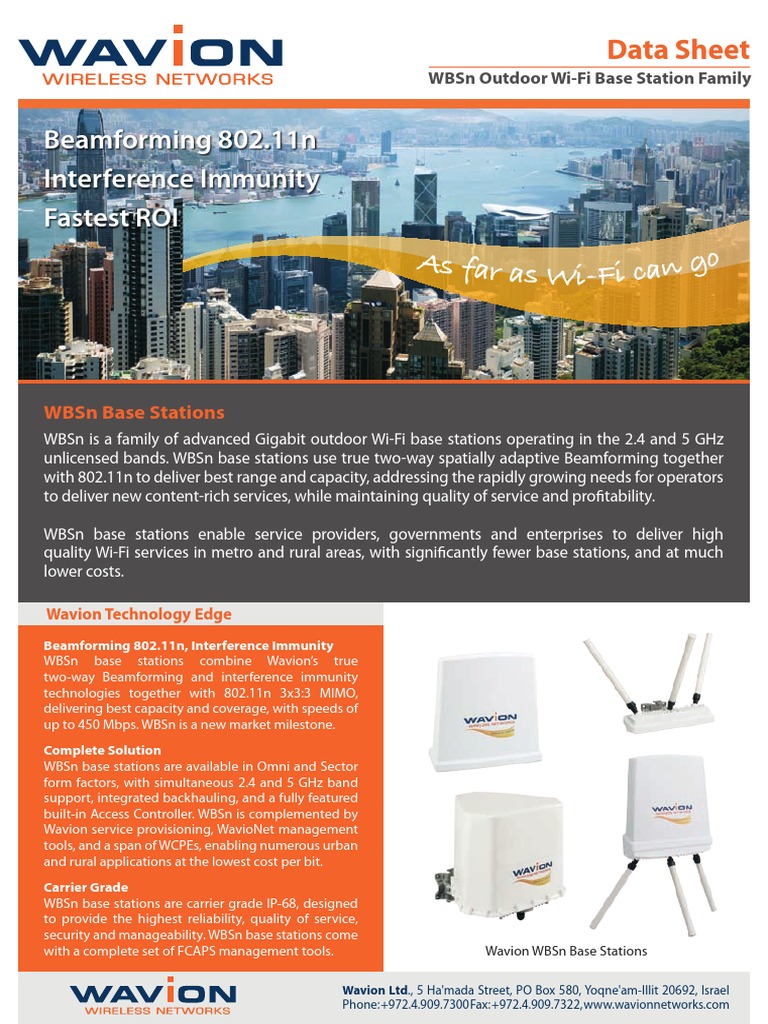 Wavion_DataSheet_WFOutdoor | PDF | Ieee 802.11 | Wi Fi