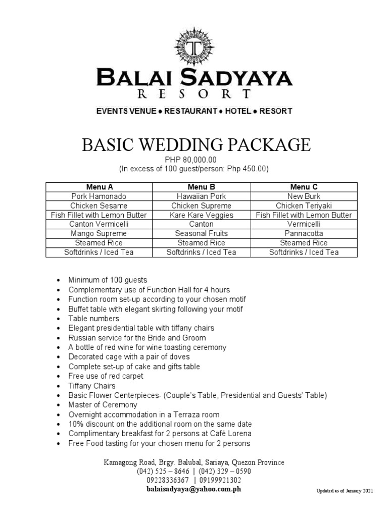 Affordable Basic Wedding Package | PDF