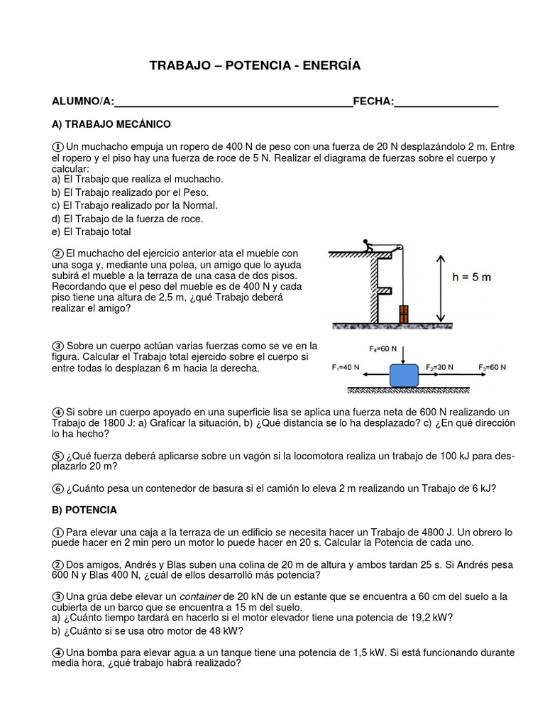 TP 6 - Trabajo Potencia Energia | PDF | Ciencia y matemáticas | Tecnología
