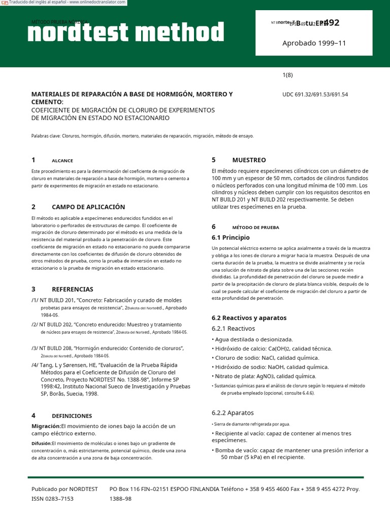 NT-Build-492 en Es | PDF