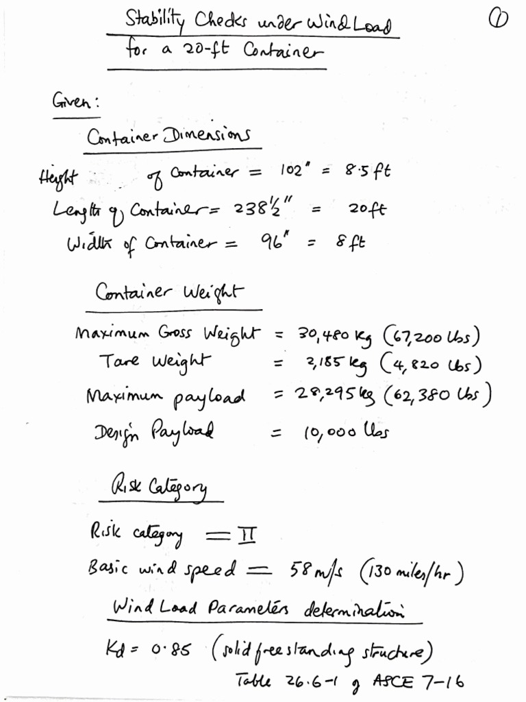 Container Stability Calculations Under Wind Load | PDF