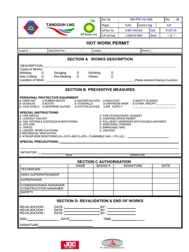 S-900-1242-022 - 6B - 004 - A3 (Hot Work Permit) | PDF