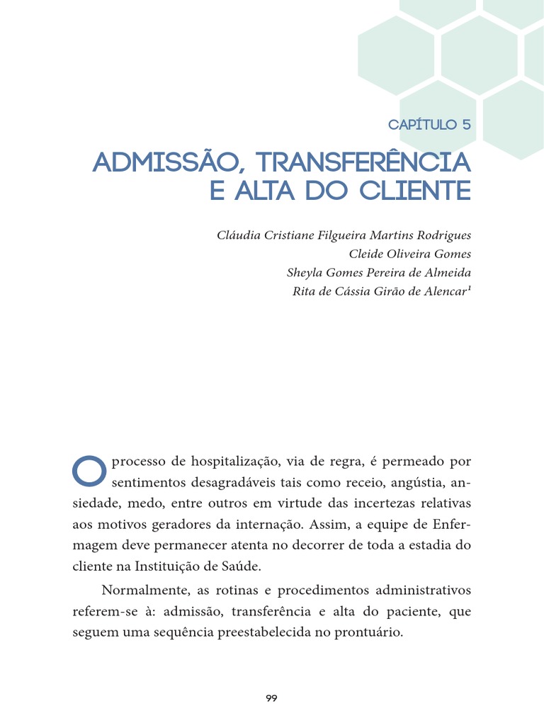 Admissão Transferencia e Alta Do Paciente | PDF | Enfermagem | Hospital