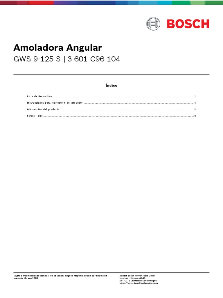 Amoladora Angular: GWS 9-125 S - 3 601 C96 104 | PDF | Metalurgia | Fuerza