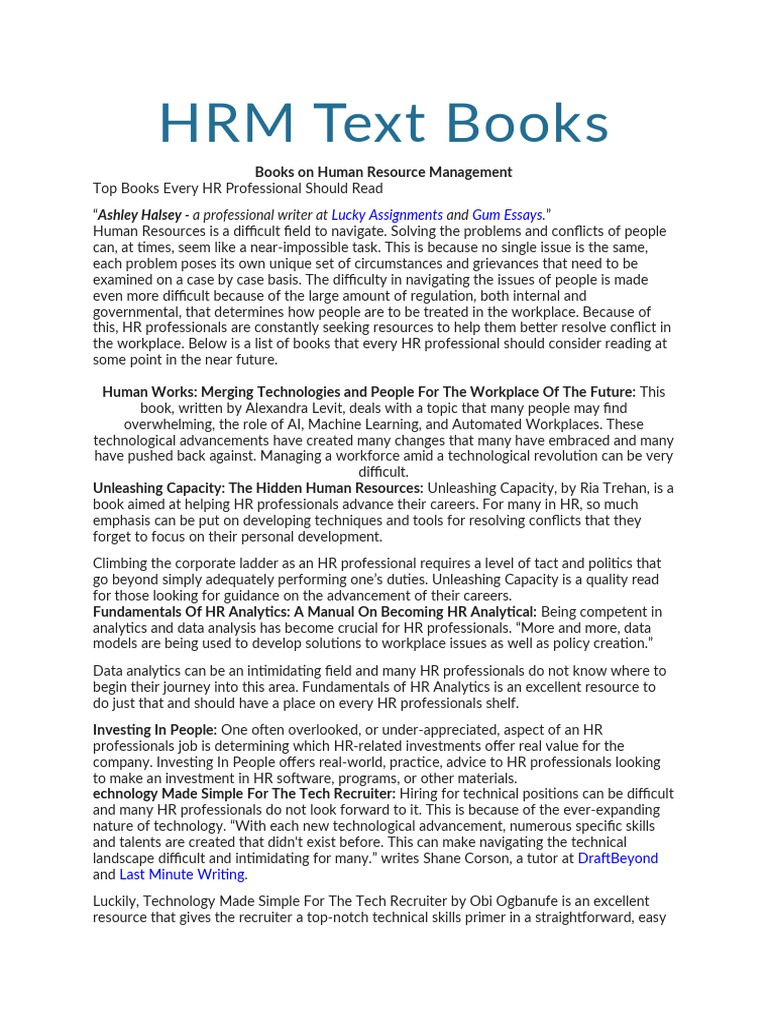 HRM Text Books | PDF | Human Resource Management | Human Resources