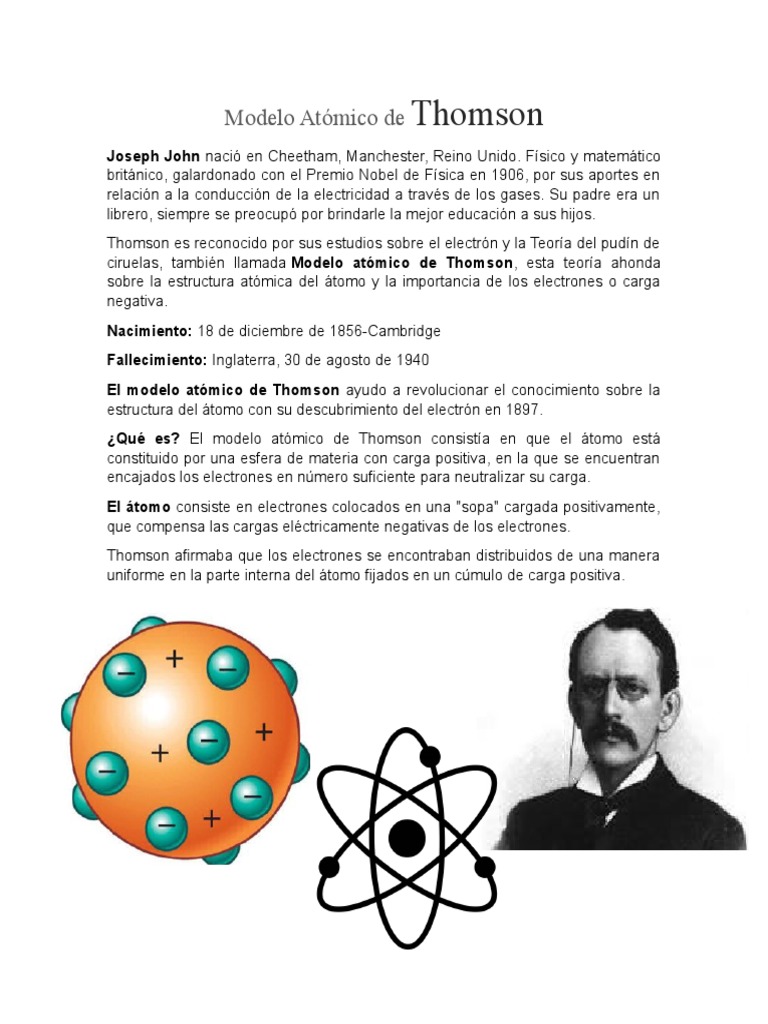 Modelo Atómico de Thomson RESUMEN | PDF