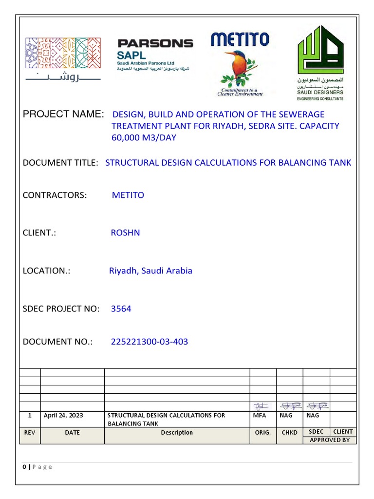 Balancing Tank Structural Design Calculations | PDF | Concrete ...