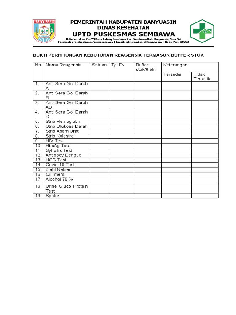 Bukti Perhitungan Kebutuhan Reagen Termasuk Buffer Stok | PDF