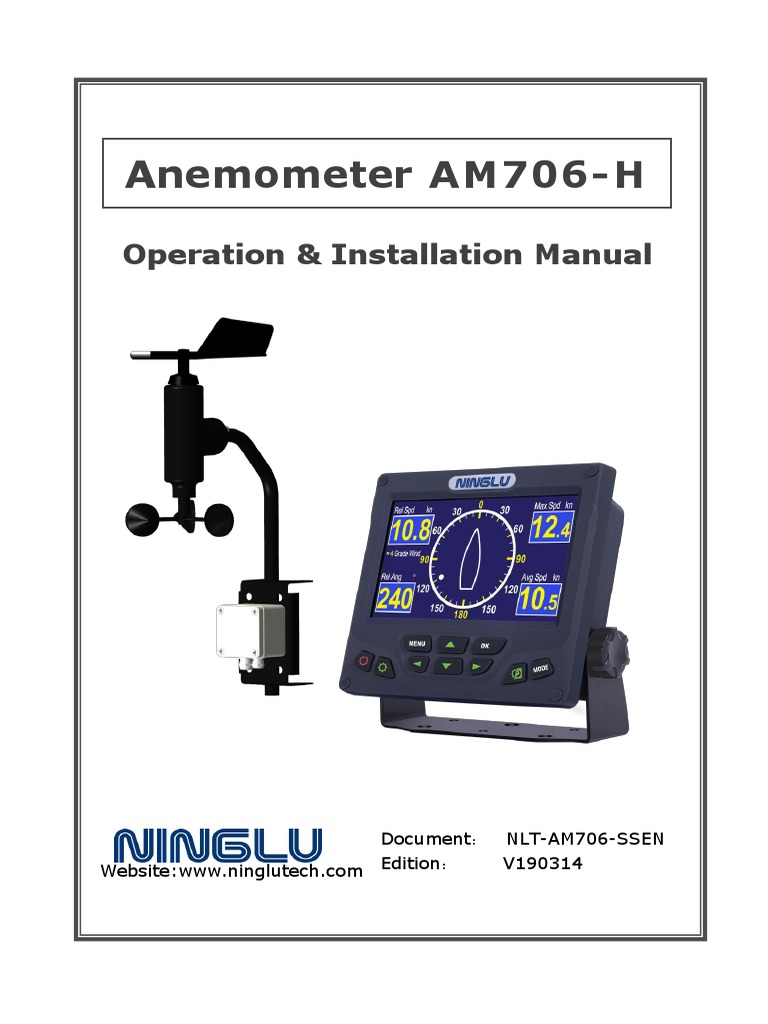 ANEMOMETER - NLT-AM706H-SSEN （AM706E+AM706H）液晶风速风向仪英文使用手册 V190314 | PDF | Wind Speed | Wound