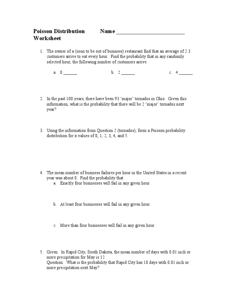 Poisson Distribution Practice | PDF