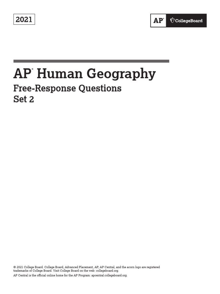 Ap21 FRQ Human Geography Set 2 | PDF | English Language | Total ...