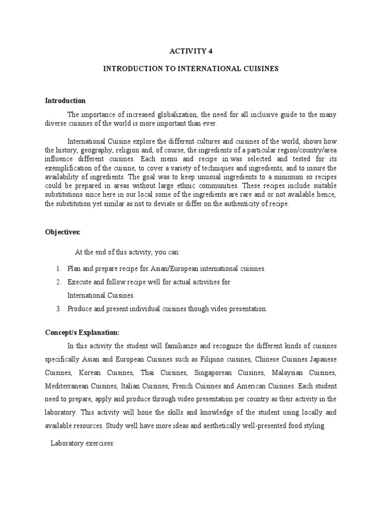 International Cuisine for Students | PDF | Cooking, Food & Wine | Wellness