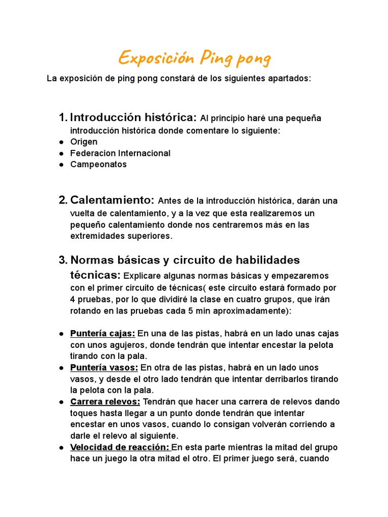 Esquema Exposición Ping Pong | PDF
