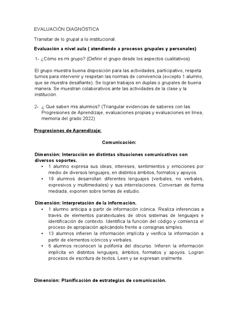 EVALUACIÓN DIAGNÓSTICA 2023.docx | PDF | Evaluación | Adultos