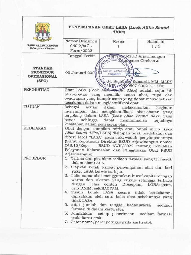 Spo Penyimpanan Obat LASA | PDF