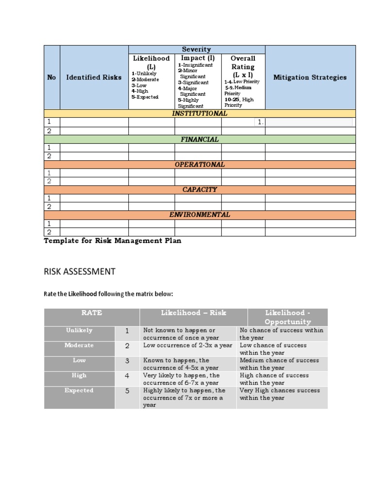 Risk Management Plan Template | PDF