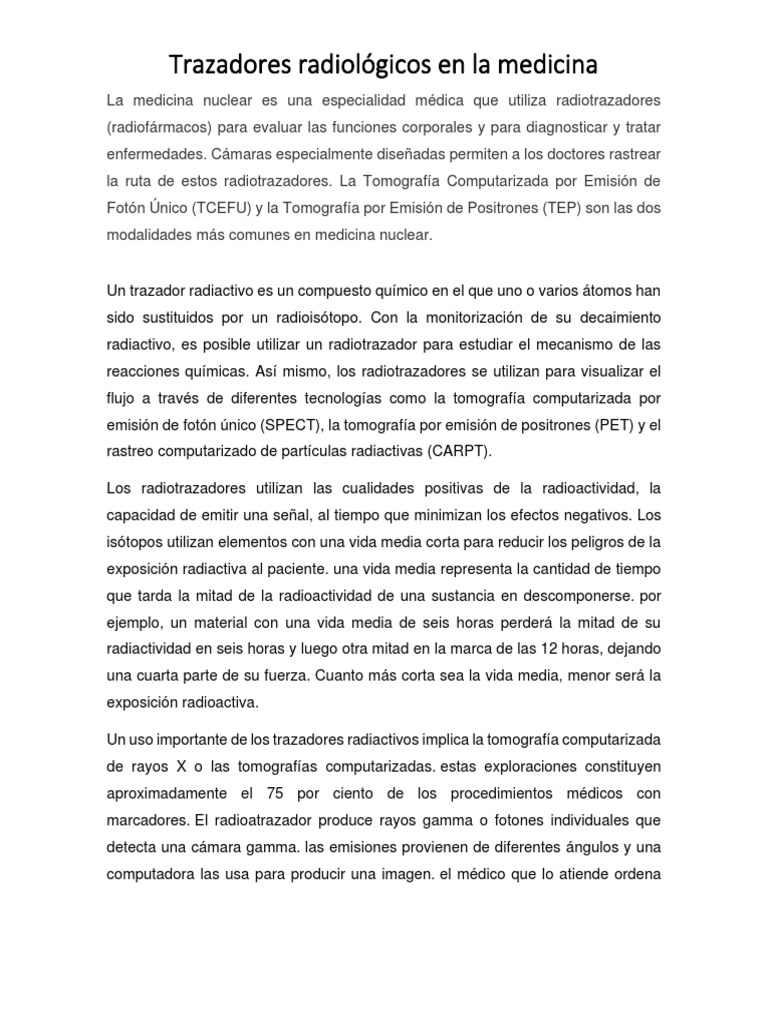 Trazadores Radiologicos para Tomografia de Positrones. | PDF ...