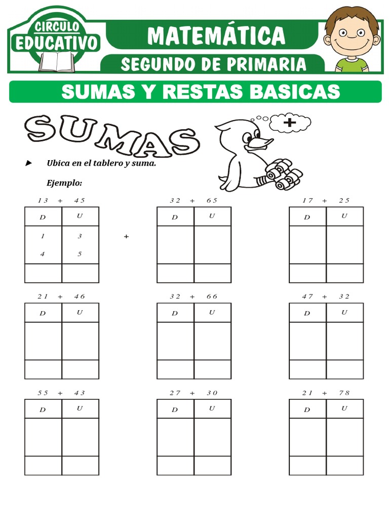 Sumas y Restas Basicas para Segundo de Primaria | PDF