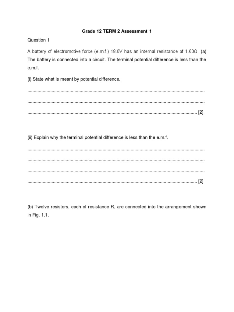 Grade 12 TERM 2 Assessment 1 | PDF