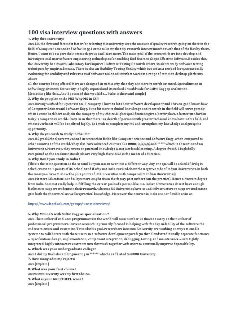 100 visa interview questions with answers | PDF | Usability | Software ...