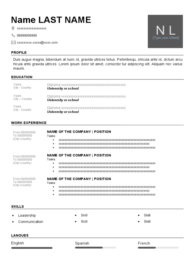 122 One Page Resume Template | PDF