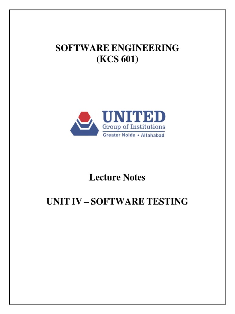 Software Engineering Unit 4 Pdf Software Testing Software Bug