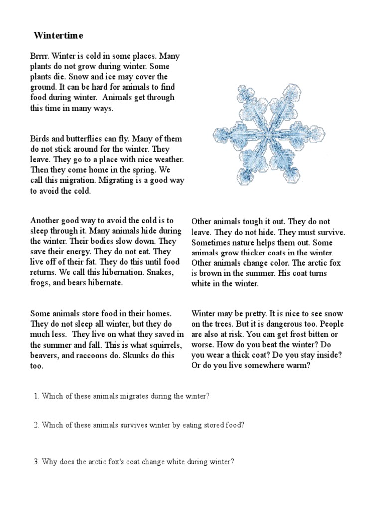 Surviving Winter: Animal Strategies | PDF | Home & Garden | Science ...