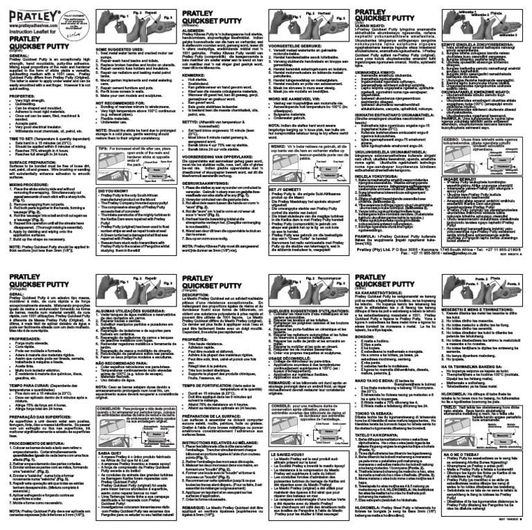Pratley Quickset Putty | PDF | Materials
