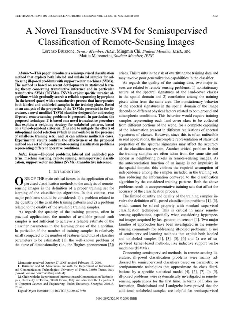 A Novel Transductive Svm For Semisupervised Classification Of Remote Sensing Images Pdf 