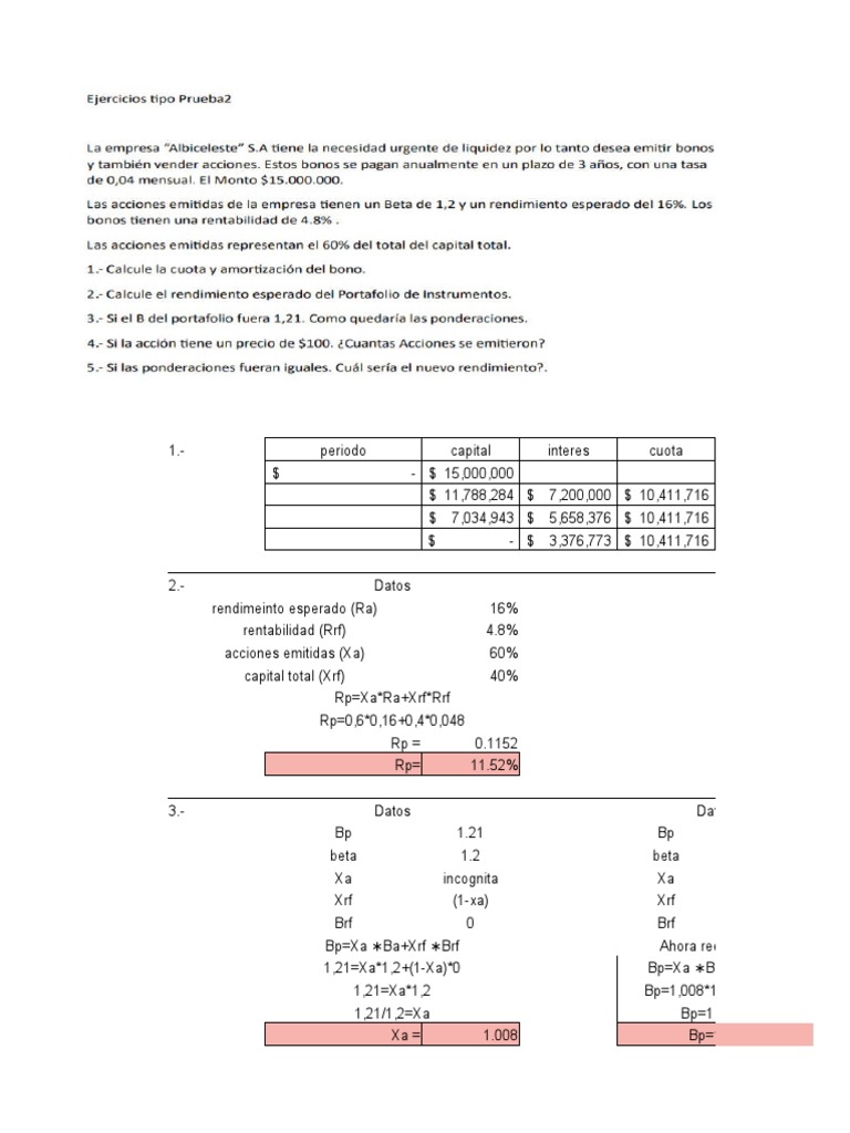 Ejercicio Instrumentos Financieros Resuelto | PDF