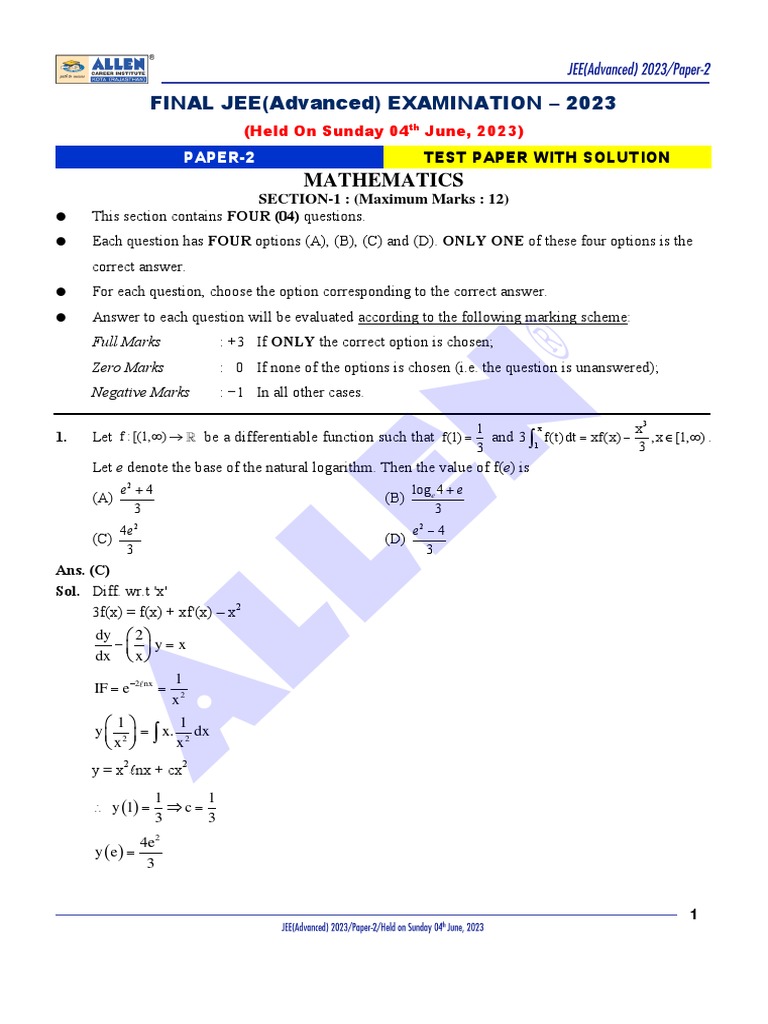 Paper 2 With Solution Mathematics | PDF | Triangle | Function (Mathematics)