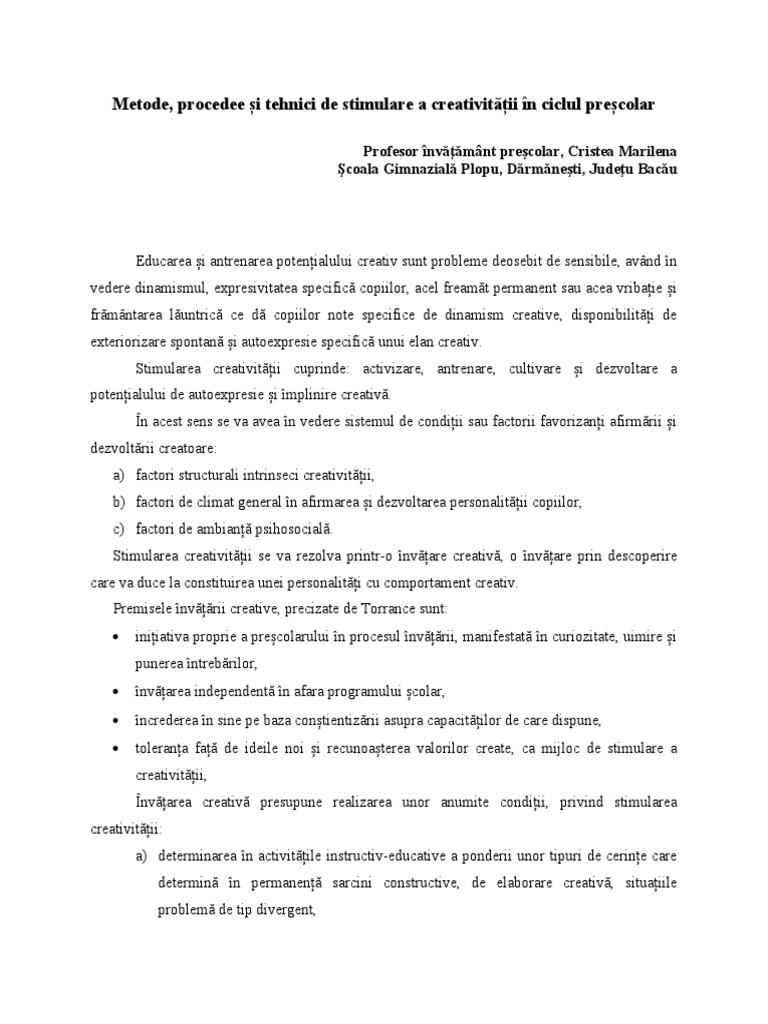 Metode Si Tehnici de Stimulare A Creativității | PDF