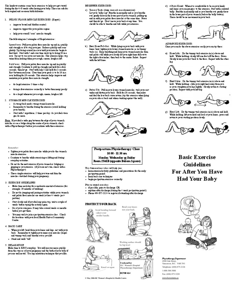 Postpartum Exercise Guidelines | PDF | Abdomen | Pelvis