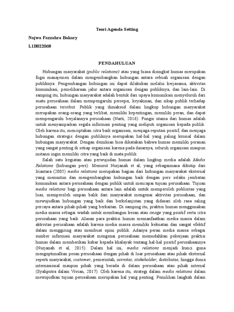 Teori Agenda Setting | PDF