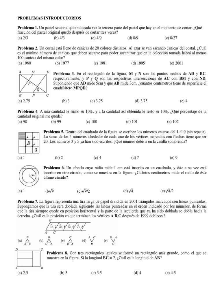 Problemas de Matematicas PROBLEMAS | PDF | Triángulo | Rectángulo