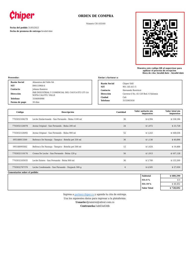 Orden de Compra: Ingresa A y Agenda Tu Cita de Entrega. Usa Los ...