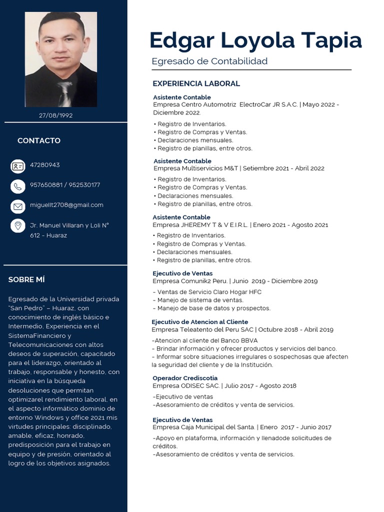 CV Miguel Loyola Tapia 2023 | PDF | Contabilidad | Business