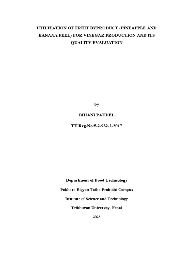Final Thesis On Vinegar | PDF