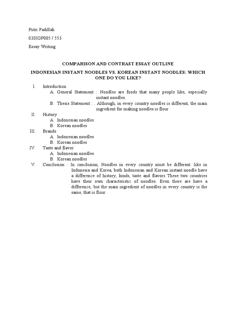 Comparison and Contrast Essay | PDF | Foods | Cuisine