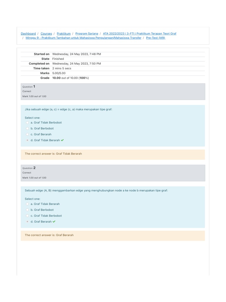 Pre-Test (M9) - Attempt Review | PDF | Sains & Matematika