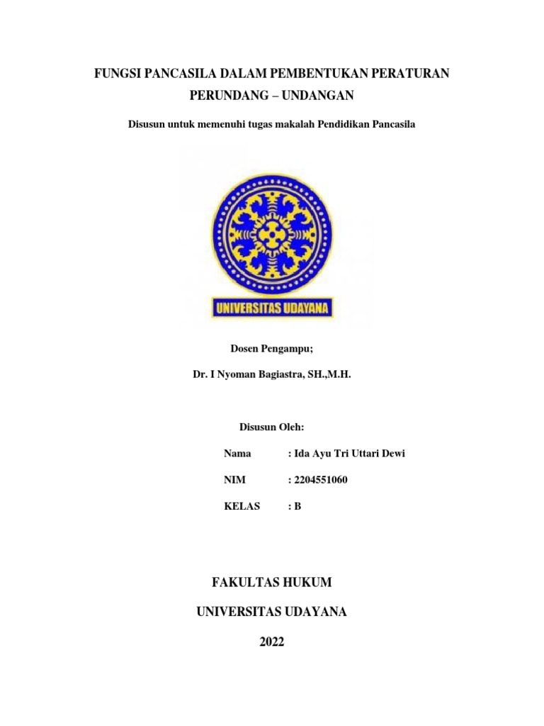 Ida Ayu Tri Uttari Dewi - Pancasila | PDF | Filsafat